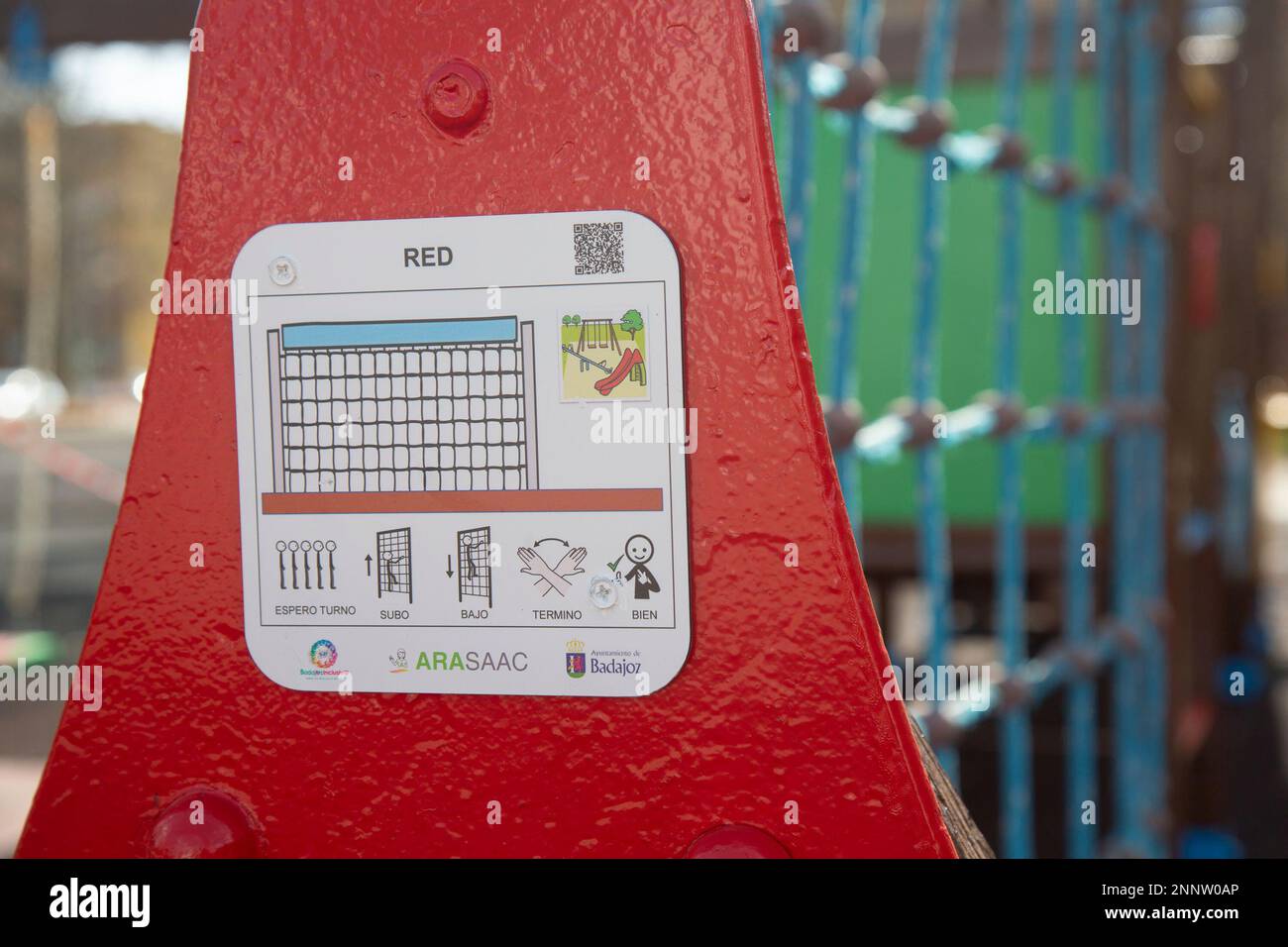 Pictogram or visual plaque installed in a park for children with Autism ...