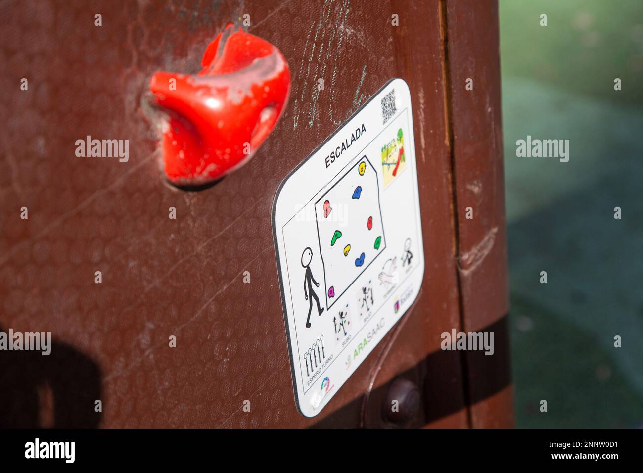 Pictogram or visual plaque installed in a park for children with Autism ...