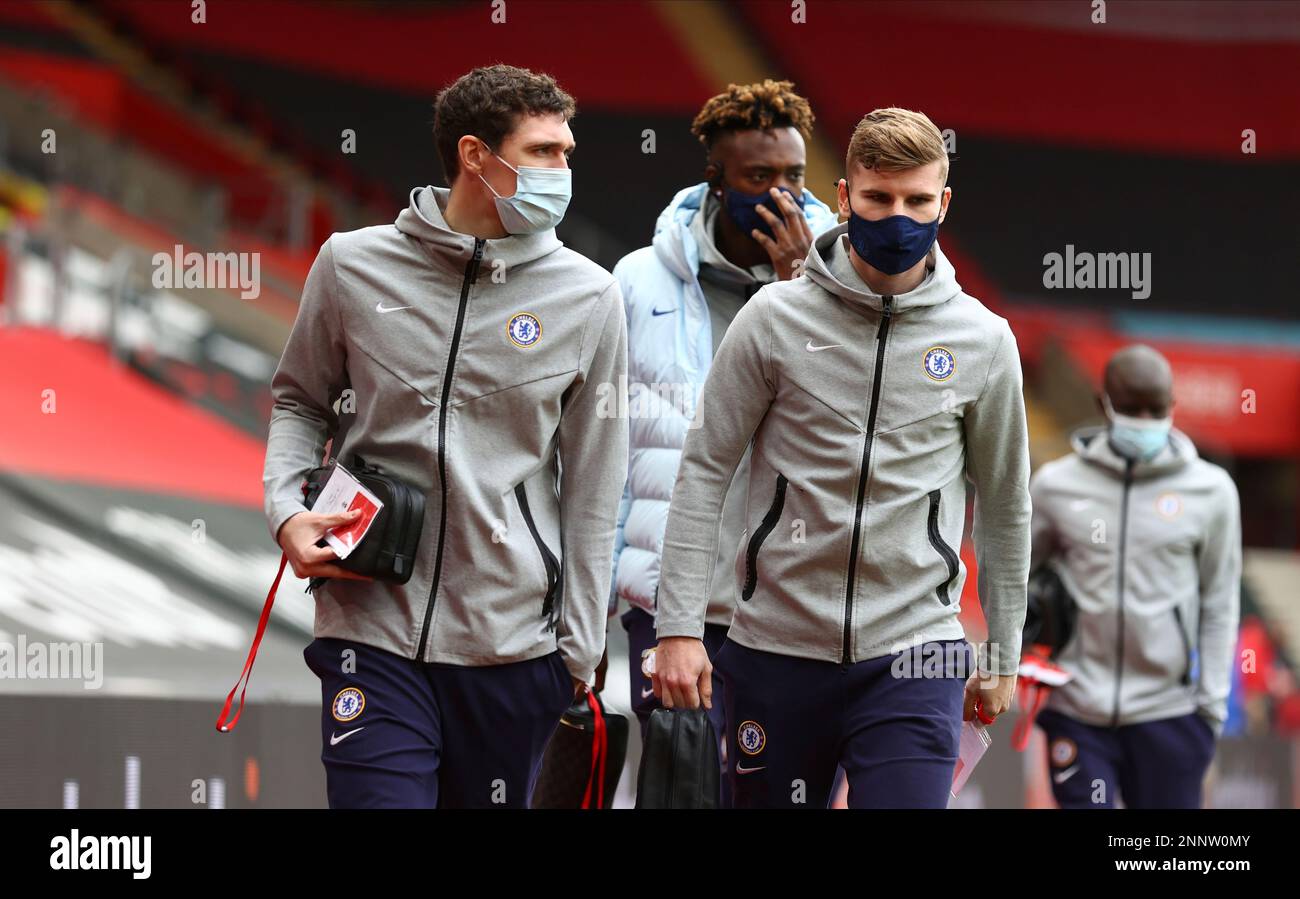 Chelsea's Timo Werner, Andreas Christensen and Tammy Abraham arrive at ...