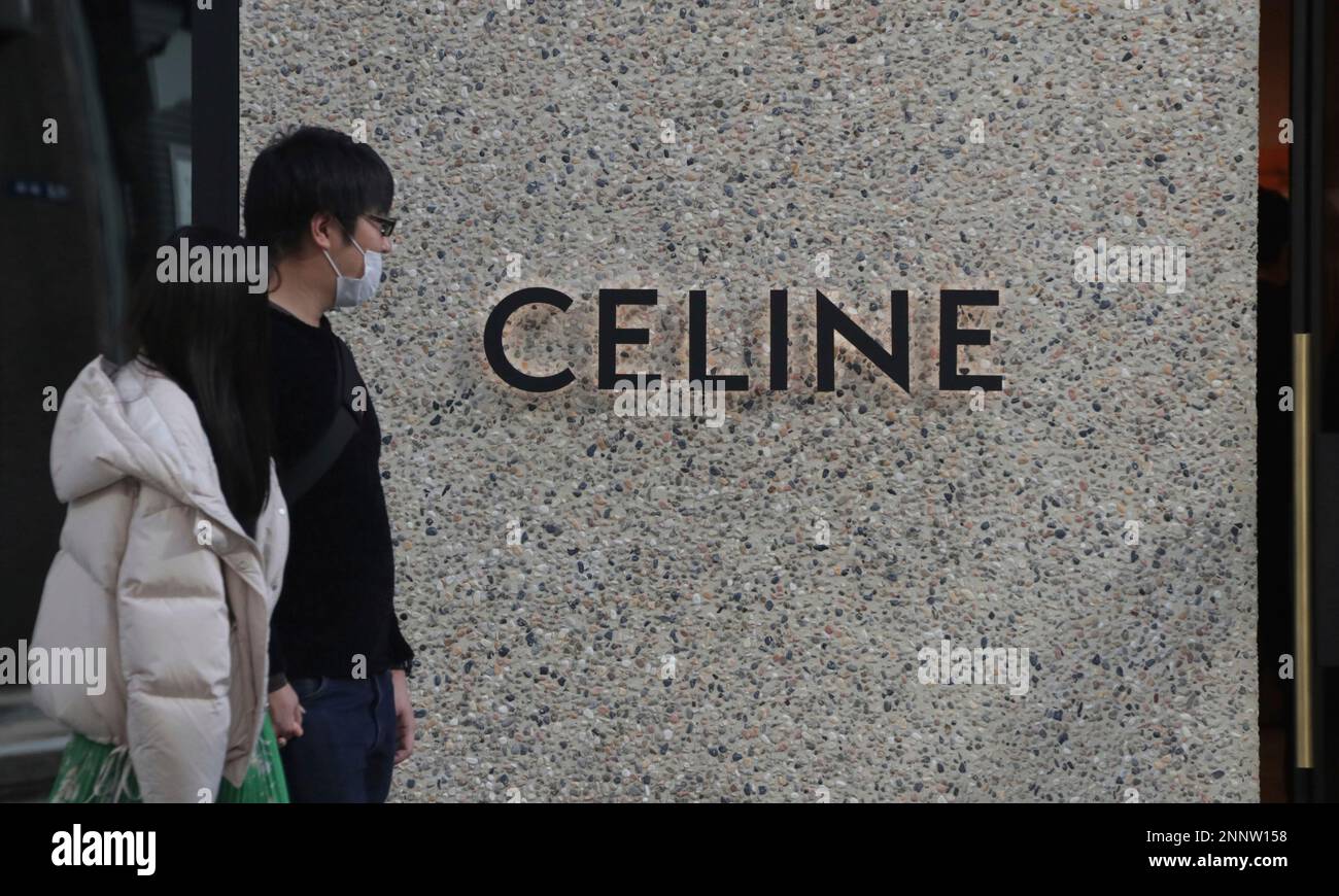 The logo of CELINE (CÉLINE) is seen at Ginza district in Chuo Ward ...