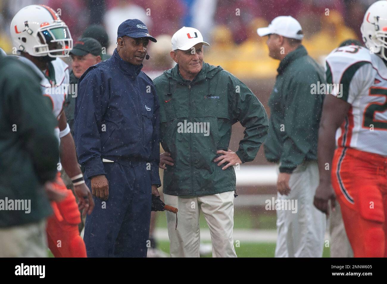 University of Miami Hurricanes head coach Larry Coker and former NFL ...