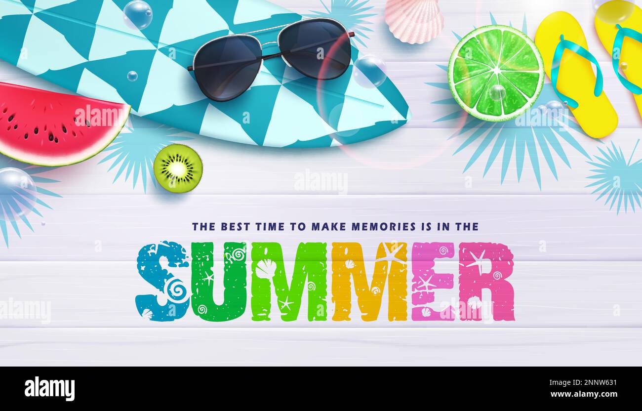 Summer vector background. Best time to make summer memories text in ...