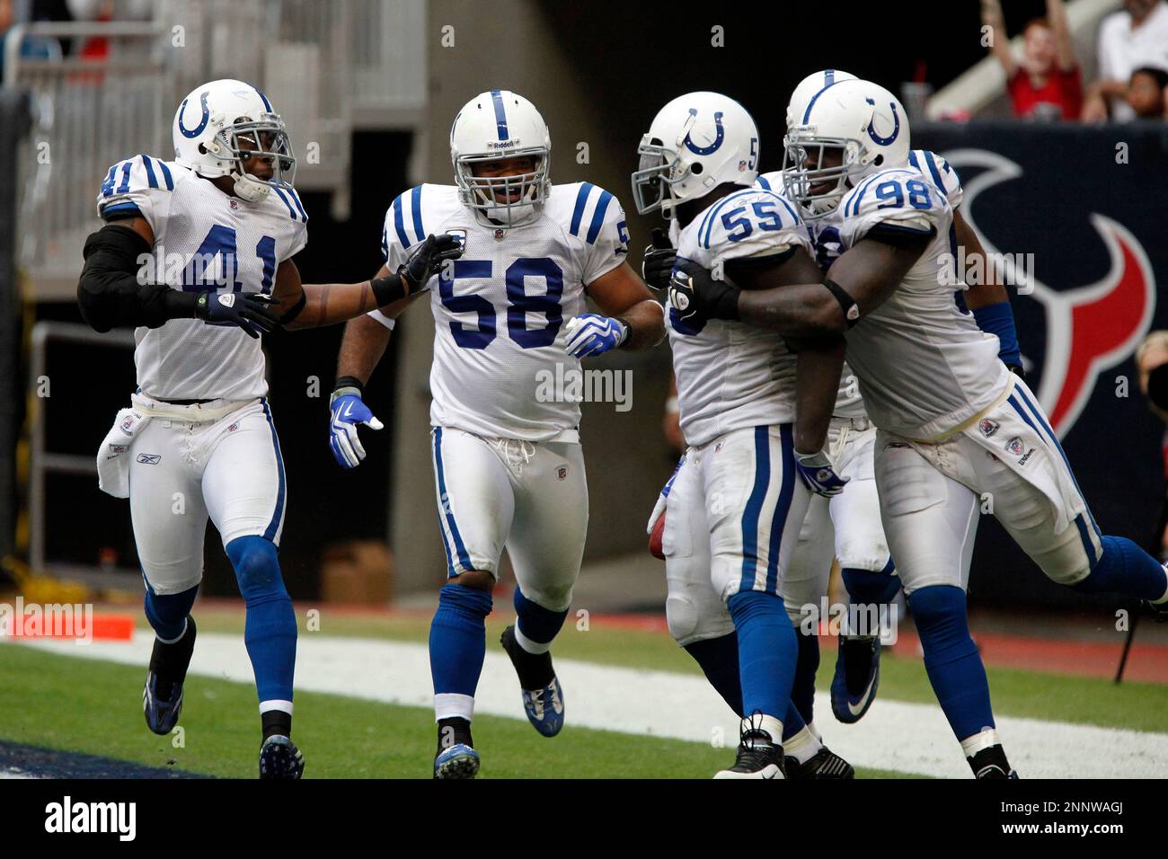 29 NOV 2009: Colts linebacker Clint Session, 55, celebrates with ...