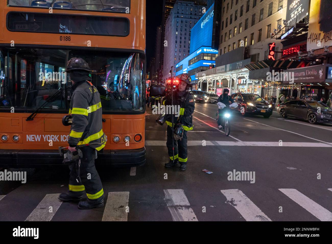 NEW YORK, NEW YORK - FEBRUARY 24, 2023: F.D.N.Y. Firefighters on the ...