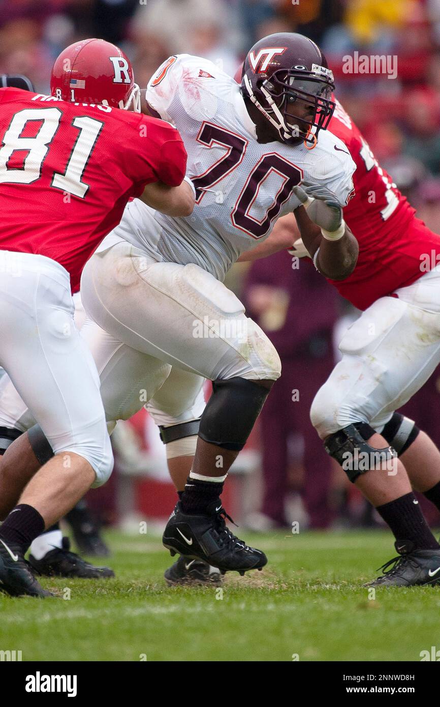 Virginia Tech Hokeys defensive linemen Kevin Lewis (70) during an NCAA ...