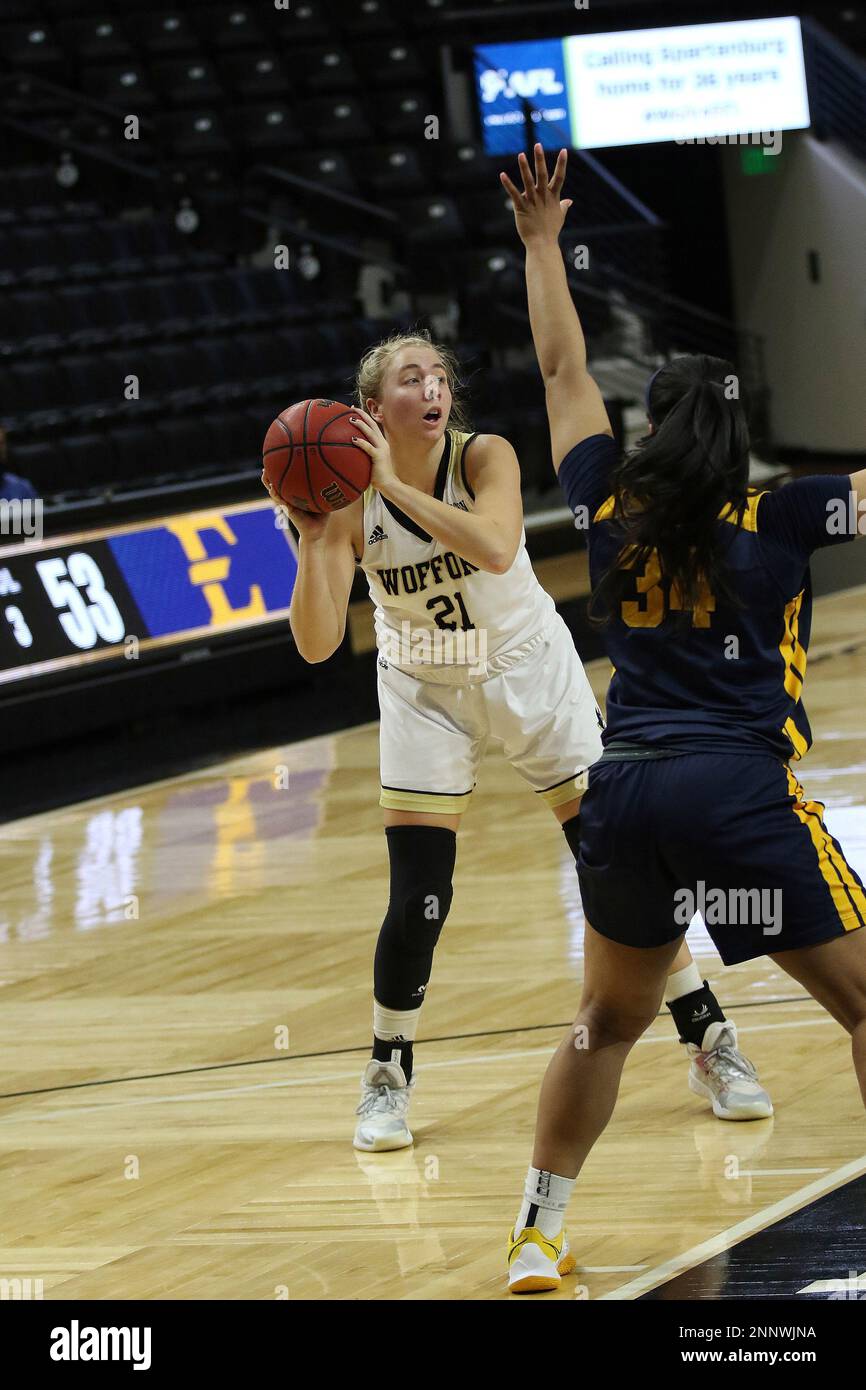 SPARTANBURG, SC - JANUARY 16: Alexis Tomlin (21) forward of Wofford ...