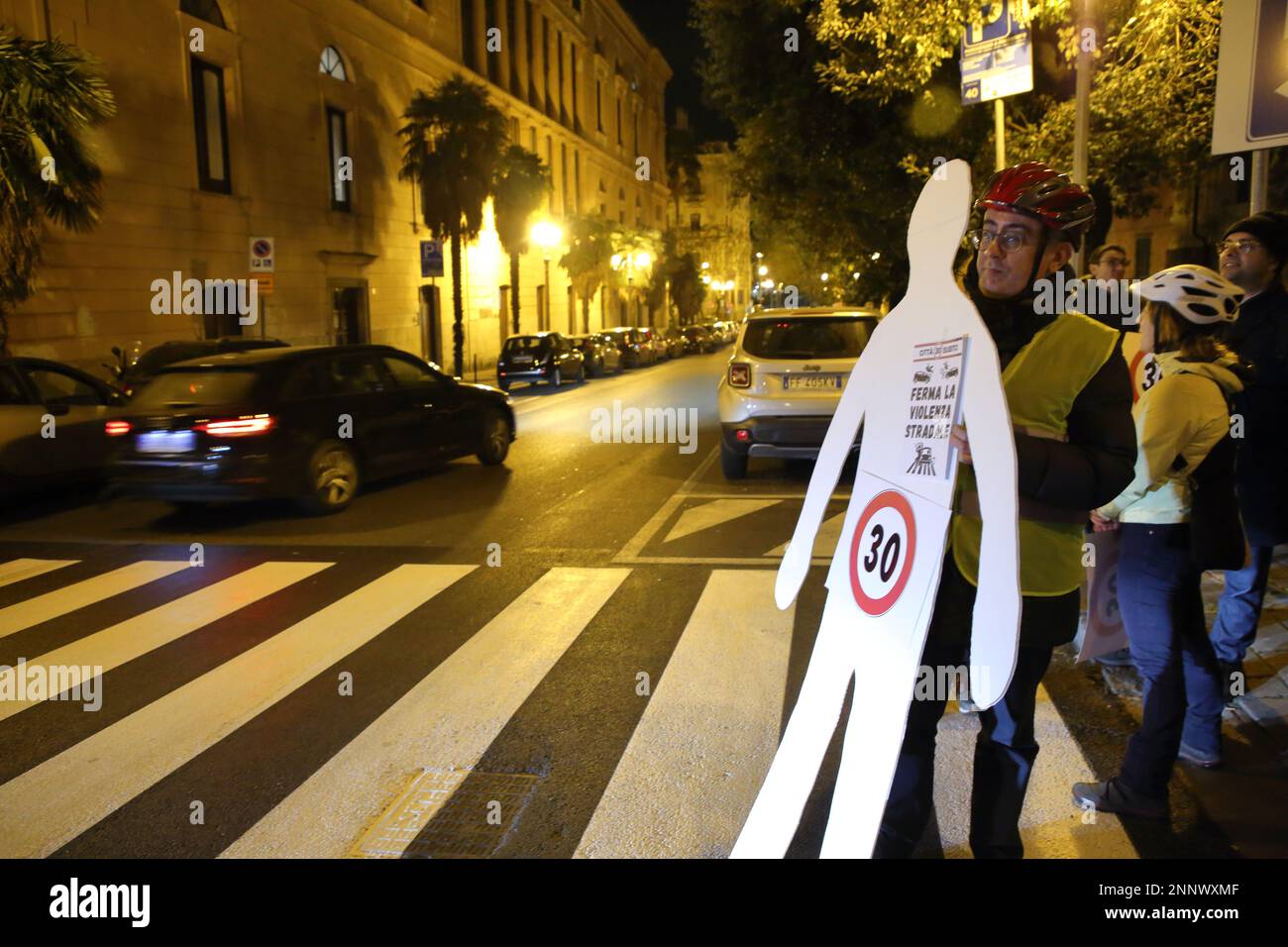 A flash mob silence and awareness towards car drivers. Members of the ...