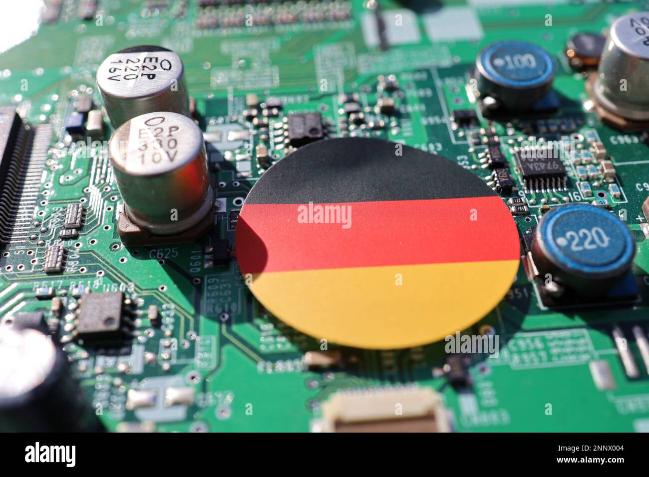 Semiconductor printed circuit board. Concept: German semiconductor ...