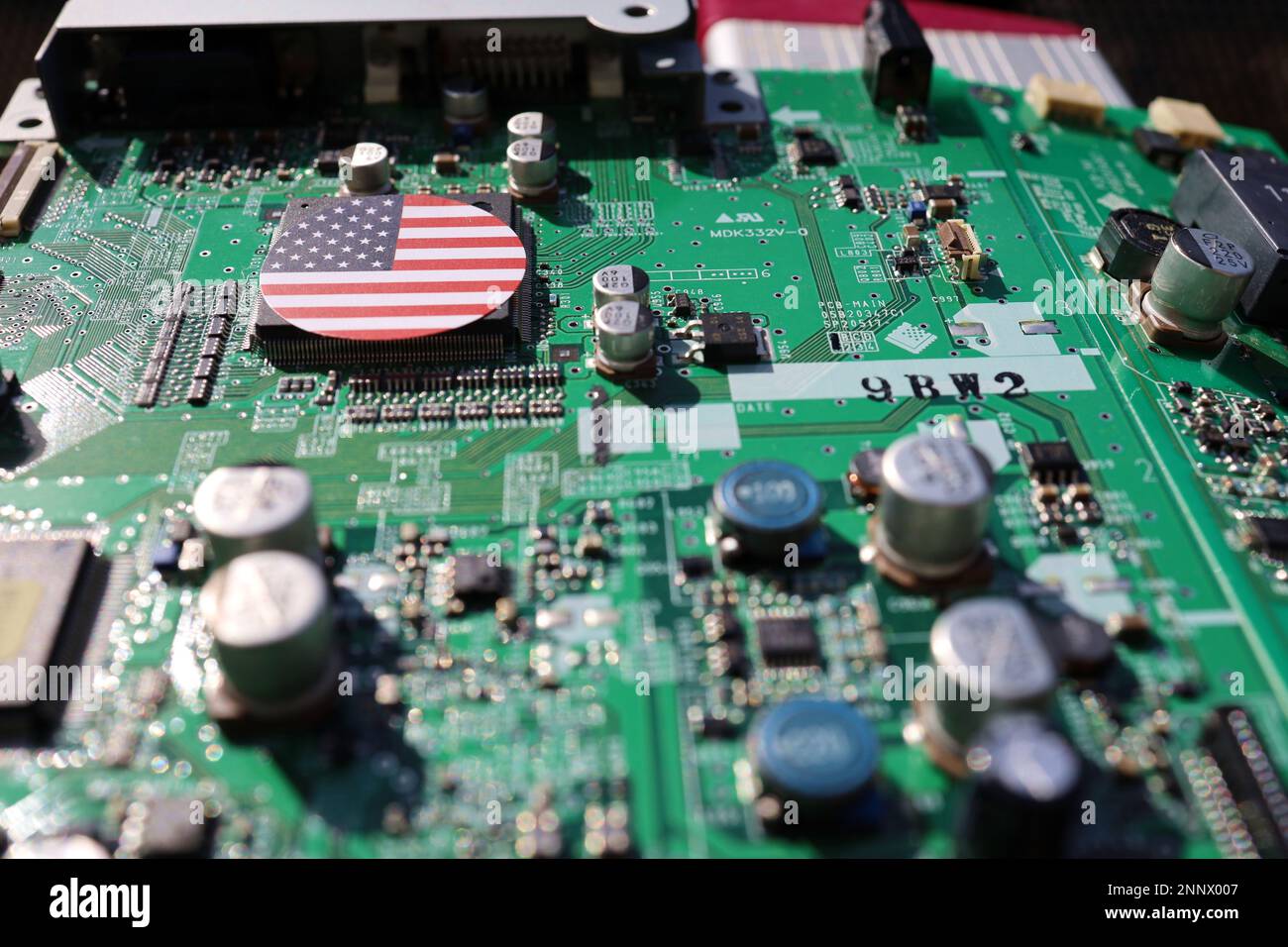 Semiconductor printed circuit board. Concept: American semiconductor ...