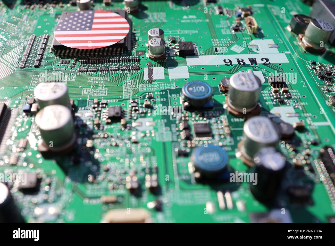 Semiconductor printed circuit board. Concept: American semiconductor ...