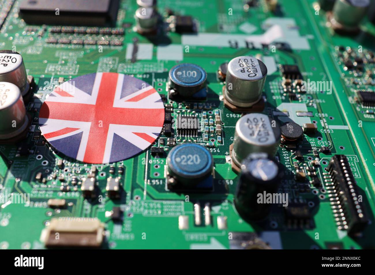 Semiconductor printed circuit board. Concept: British semiconductor ...