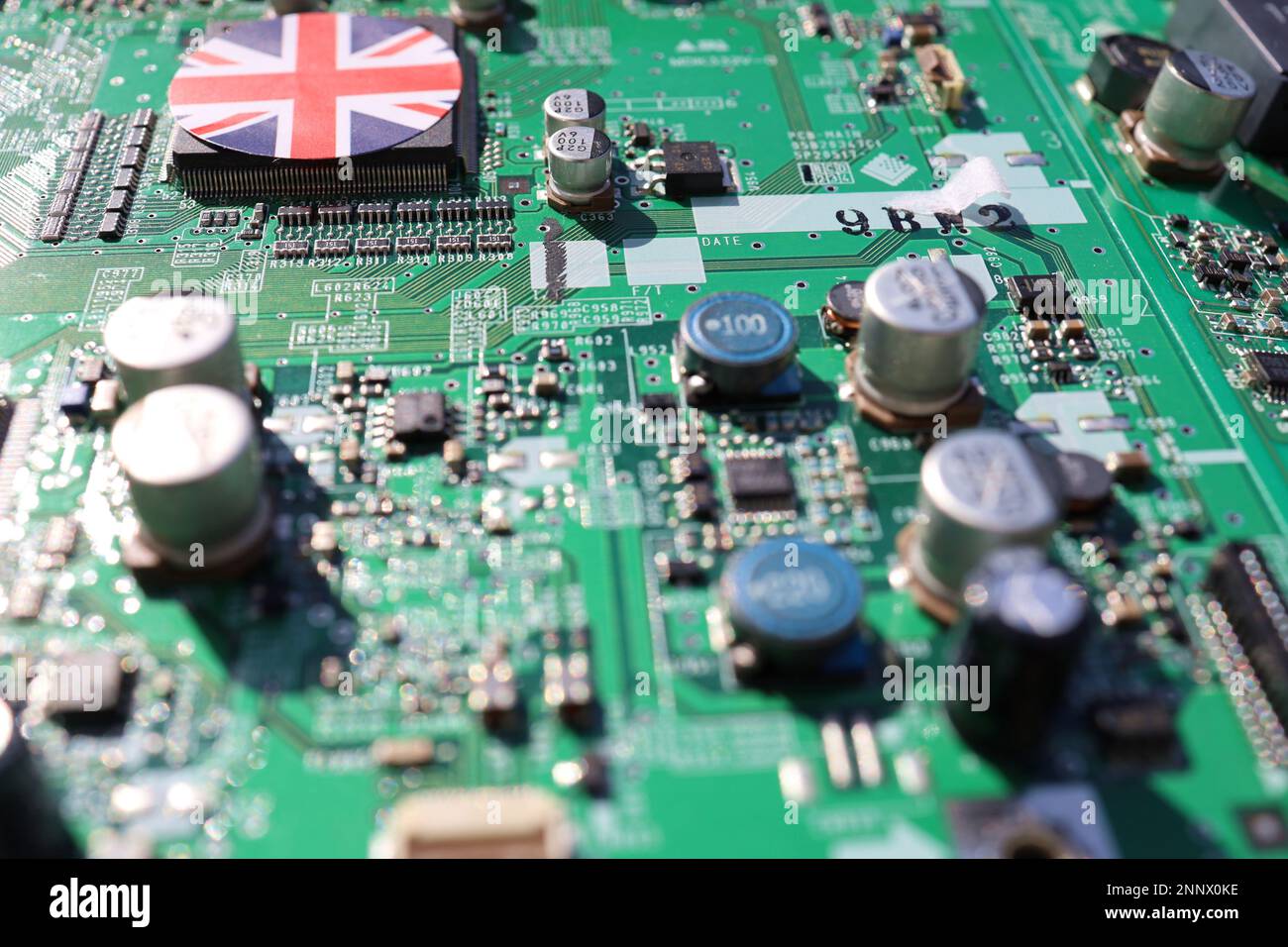 Semiconductor printed circuit board. Concept: British semiconductor ...