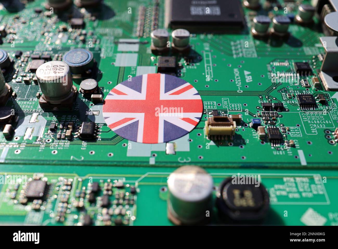Semiconductor printed circuit board. Concept: British semiconductor ...