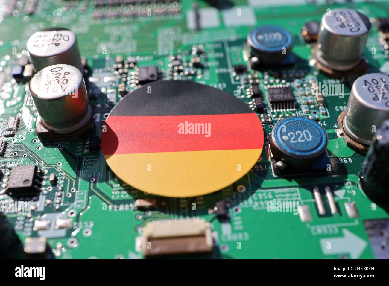 Semiconductor printed circuit board. Concept: German semiconductor ...