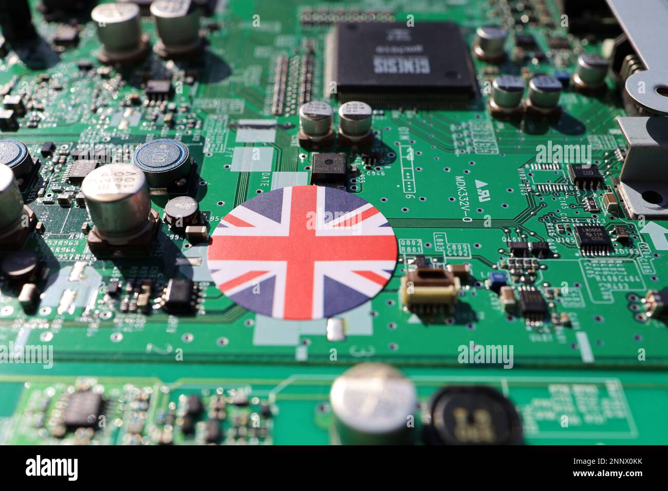 Semiconductor printed circuit board. Concept: British semiconductor ...