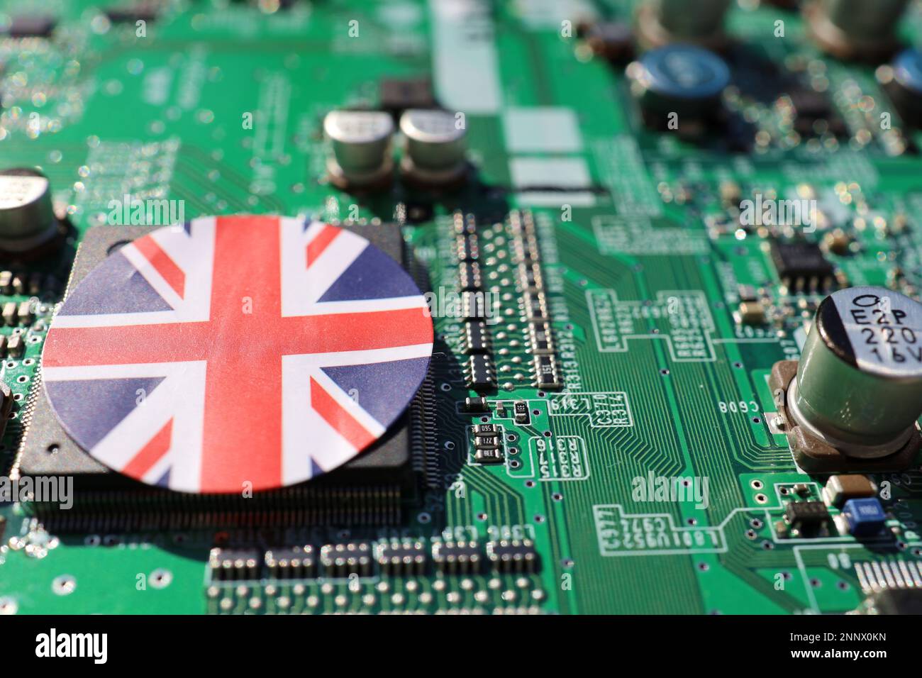 Semiconductor printed circuit board. Concept: British semiconductor ...