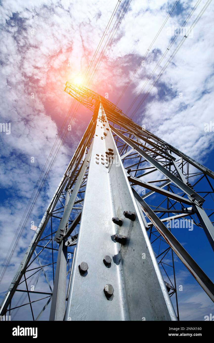 High voltage electric tower line Stock Photo - Alamy