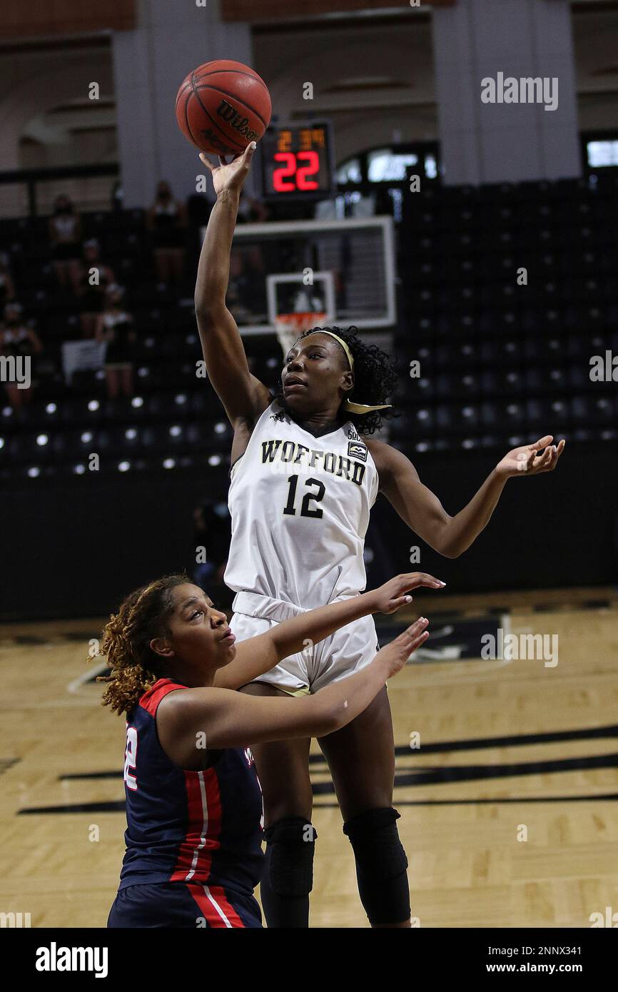 SPARTANBURG,SC - FEBRUARY 13: Jamari McDavid (12) forward of Wofford ...