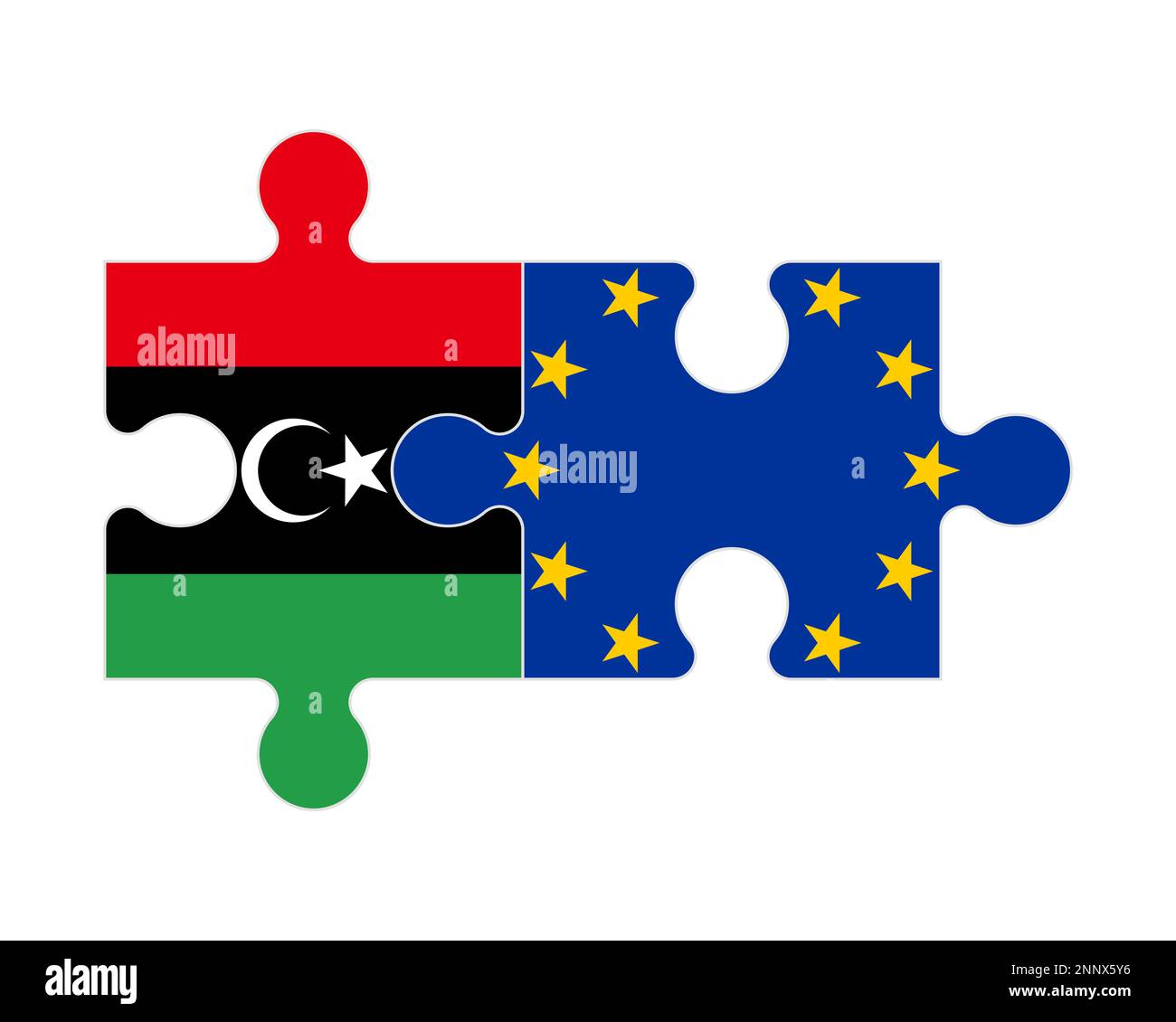 Connected puzzle of flags of Libya and European Union, vector Stock ...