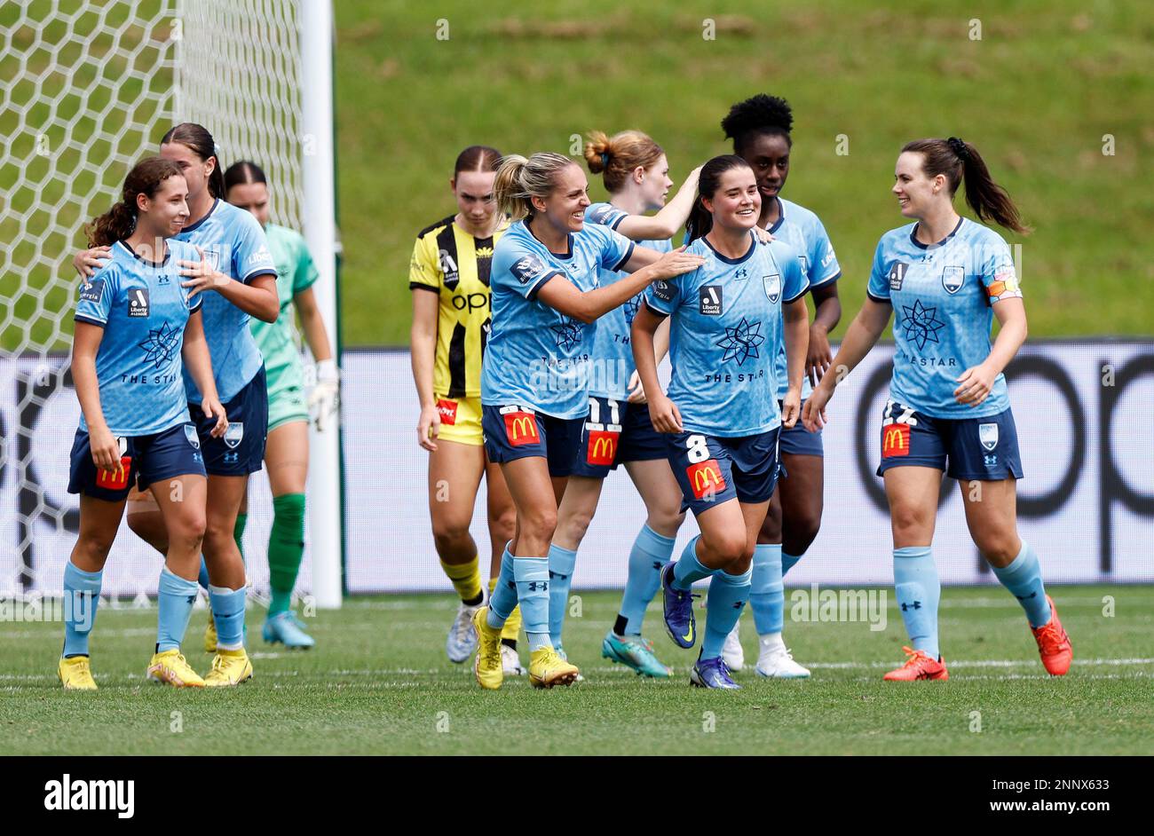 Rachel Lowe of Sydney FC celebrates scoring during the A-League Women's ...