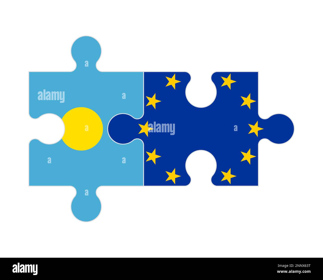 Connected puzzle of flags of Palau and European Union, vector Stock ...