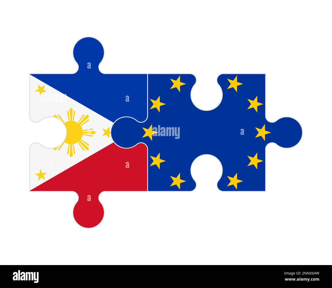 Connected puzzle of flags of Philippines and European Union, vector ...