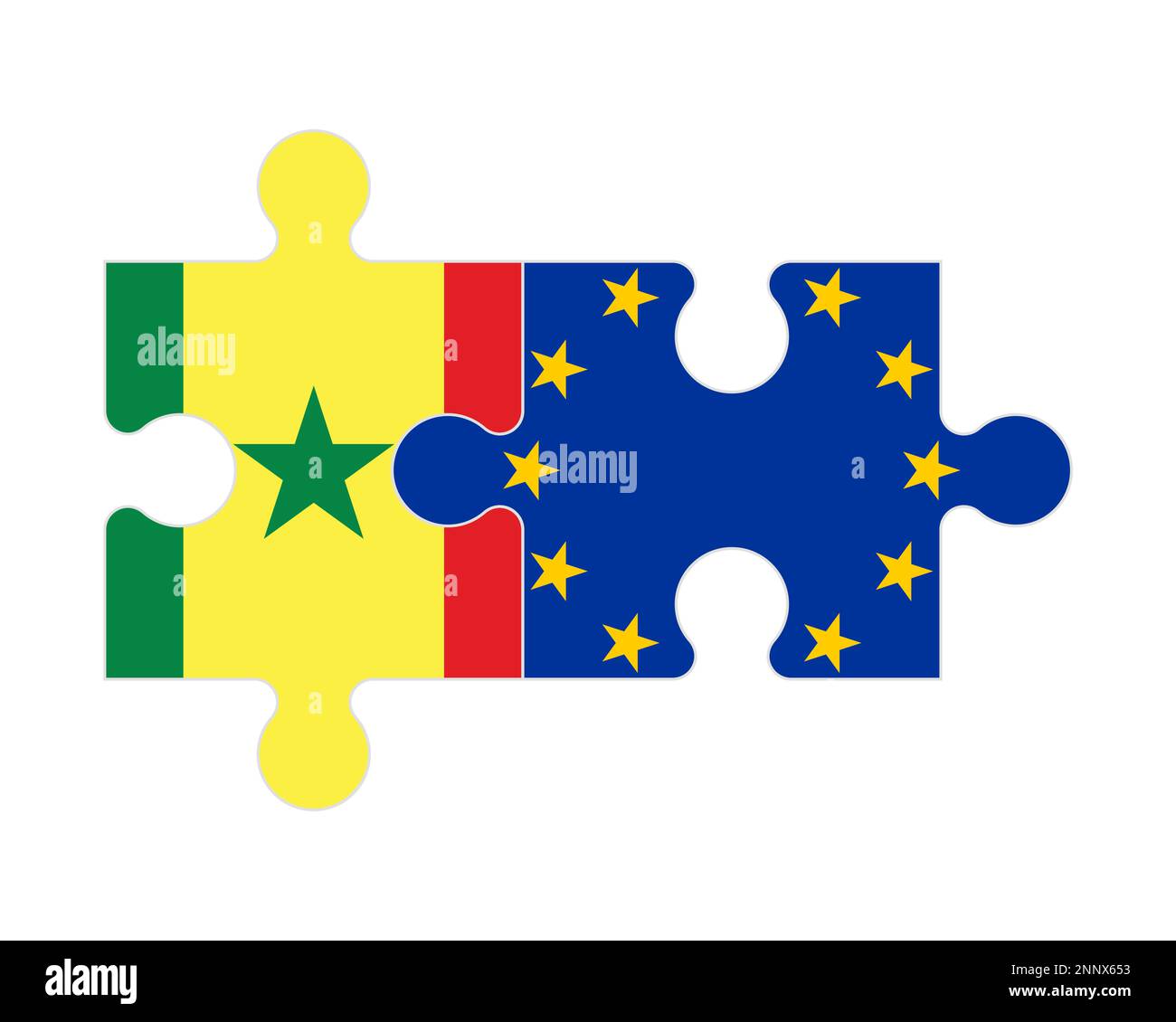 Connected puzzle of flags of Senegal and European Union, vector Stock ...