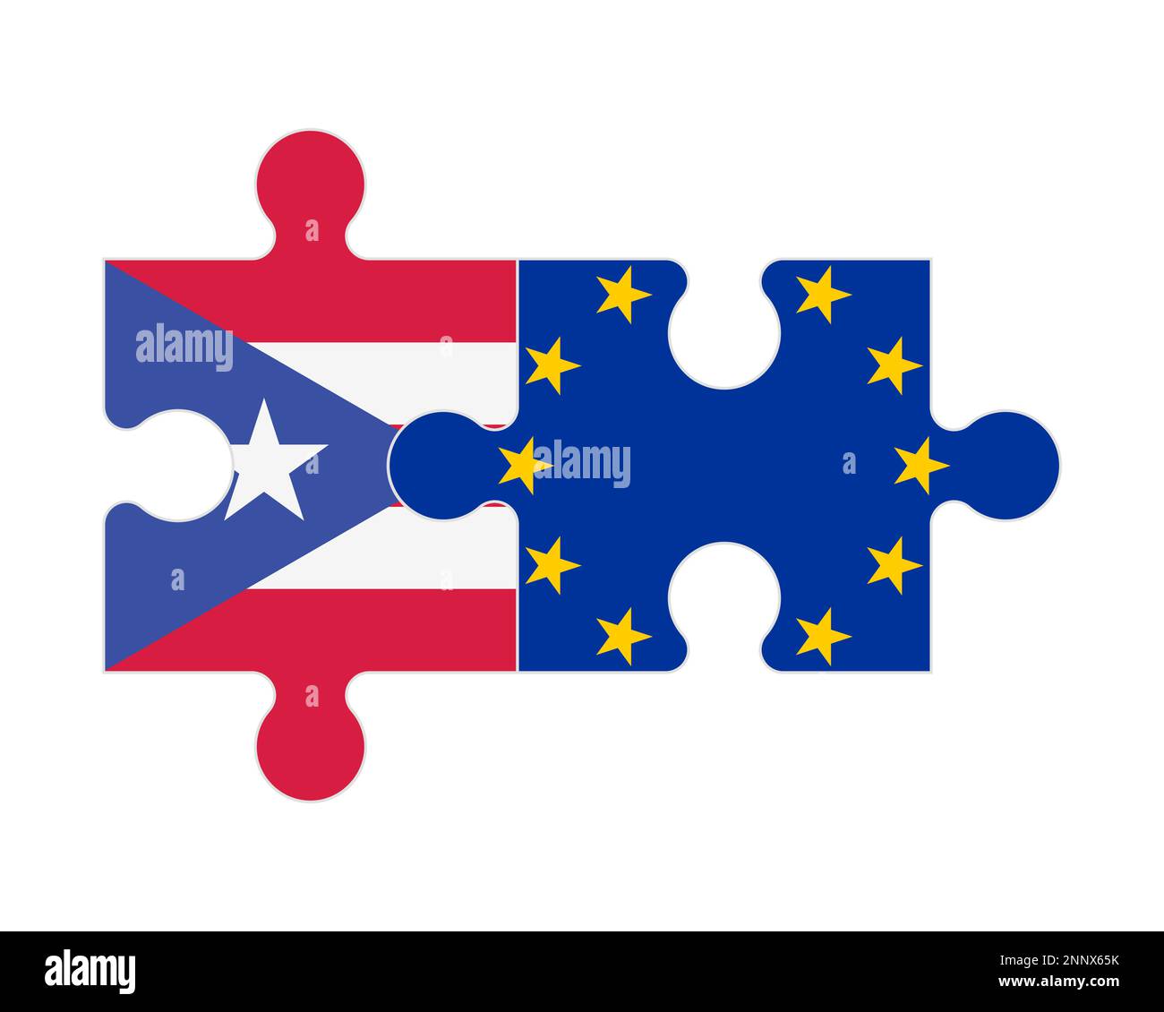 Connected puzzle of flags of Puerto Rico and European Union, vector ...