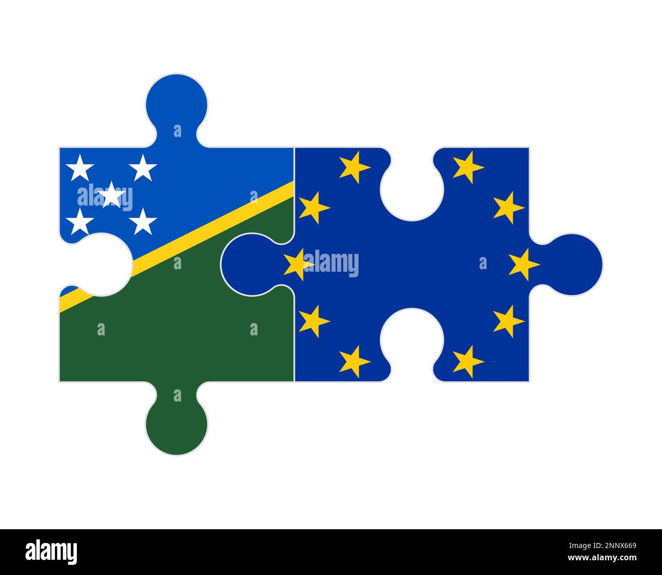 Connected puzzle of flags of Solomon Islands and European Union, vector ...
