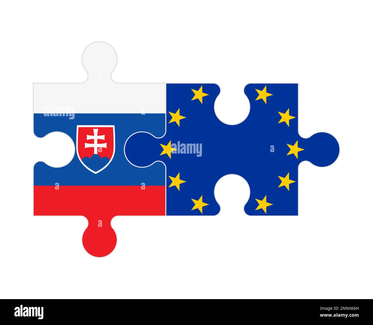 Connected puzzle of flags of Slovakia and European Union, vector Stock ...