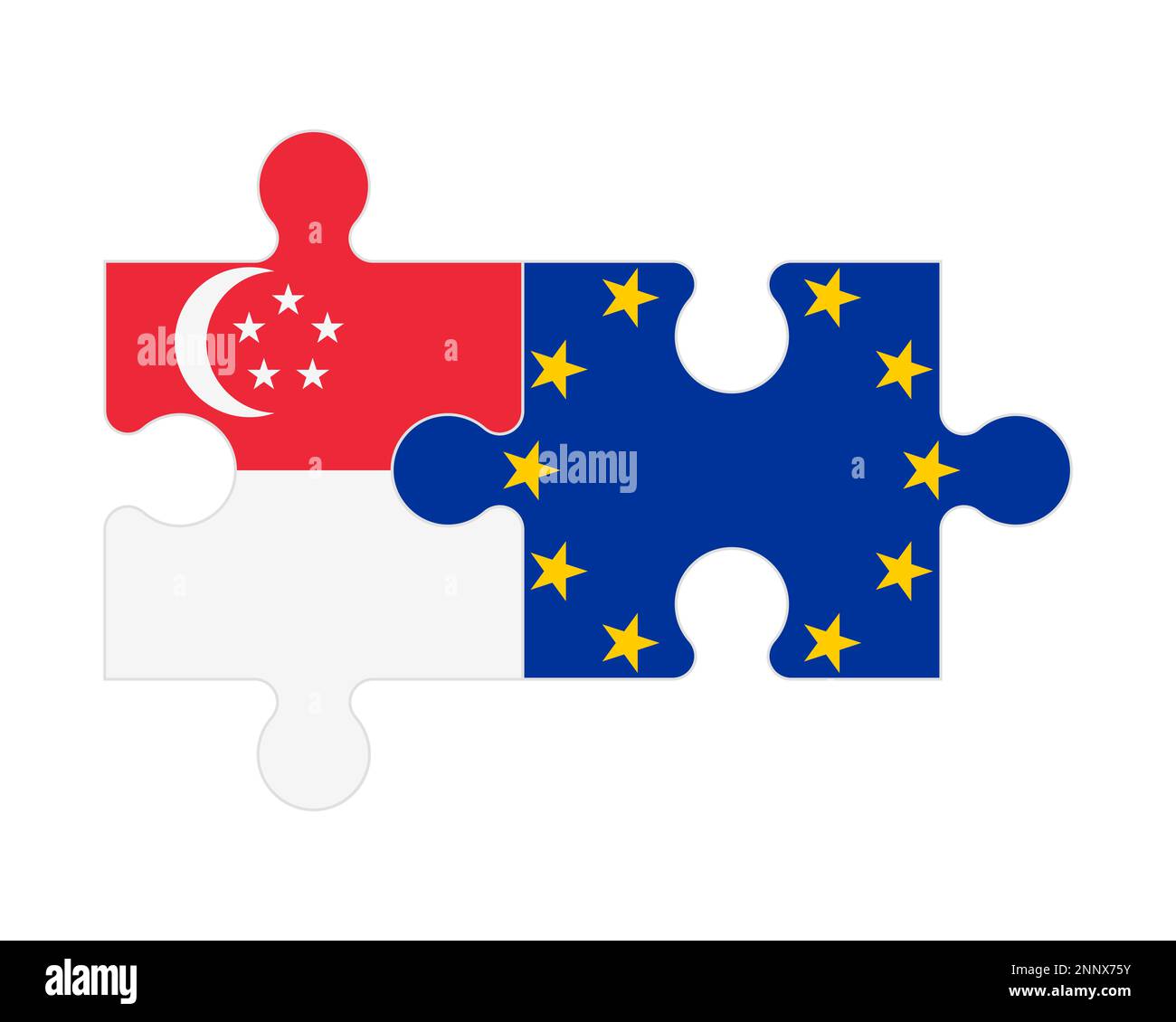 Connected puzzle of flags of Singapore and European Union, vector Stock ...