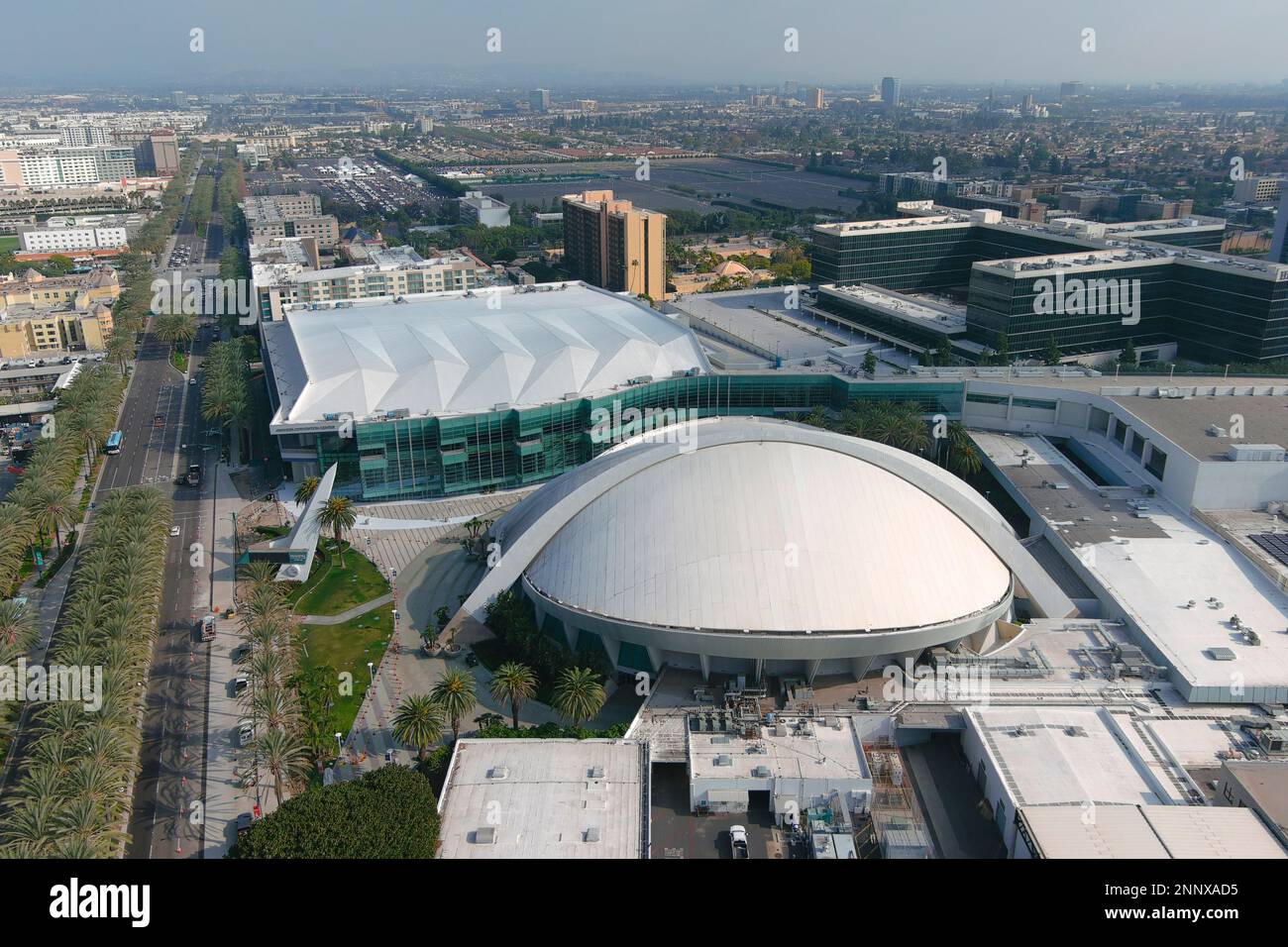 An aerial view of the Anaheim Convention Center Arena, Wednesday, Feb ...