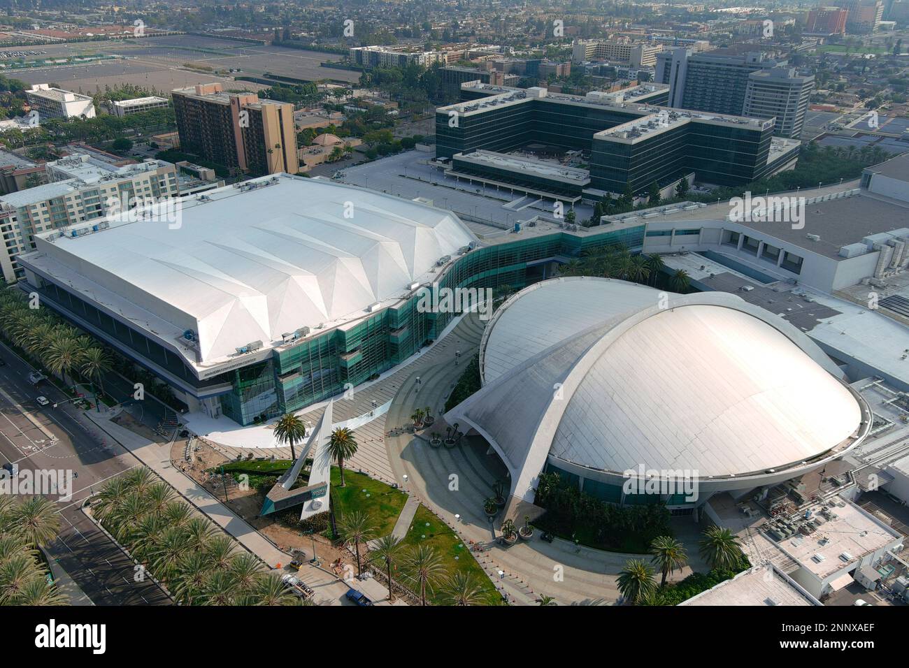 An aerial view of the Anaheim Convention Center Arena, Wednesday, Feb ...