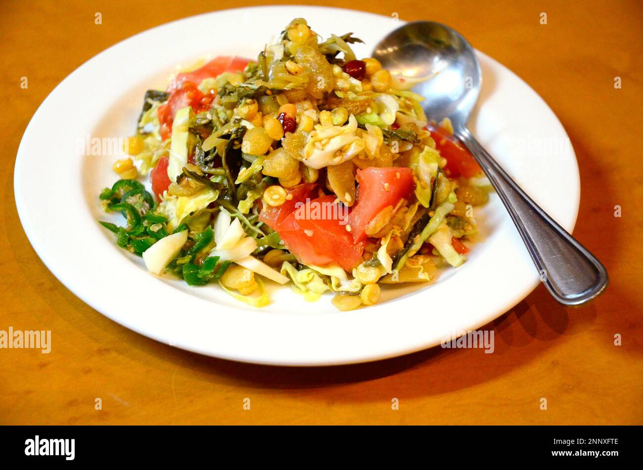 A picture taken on Feb. 4, 2021 in Tokyo shows Burmese cuisine Laphet ...