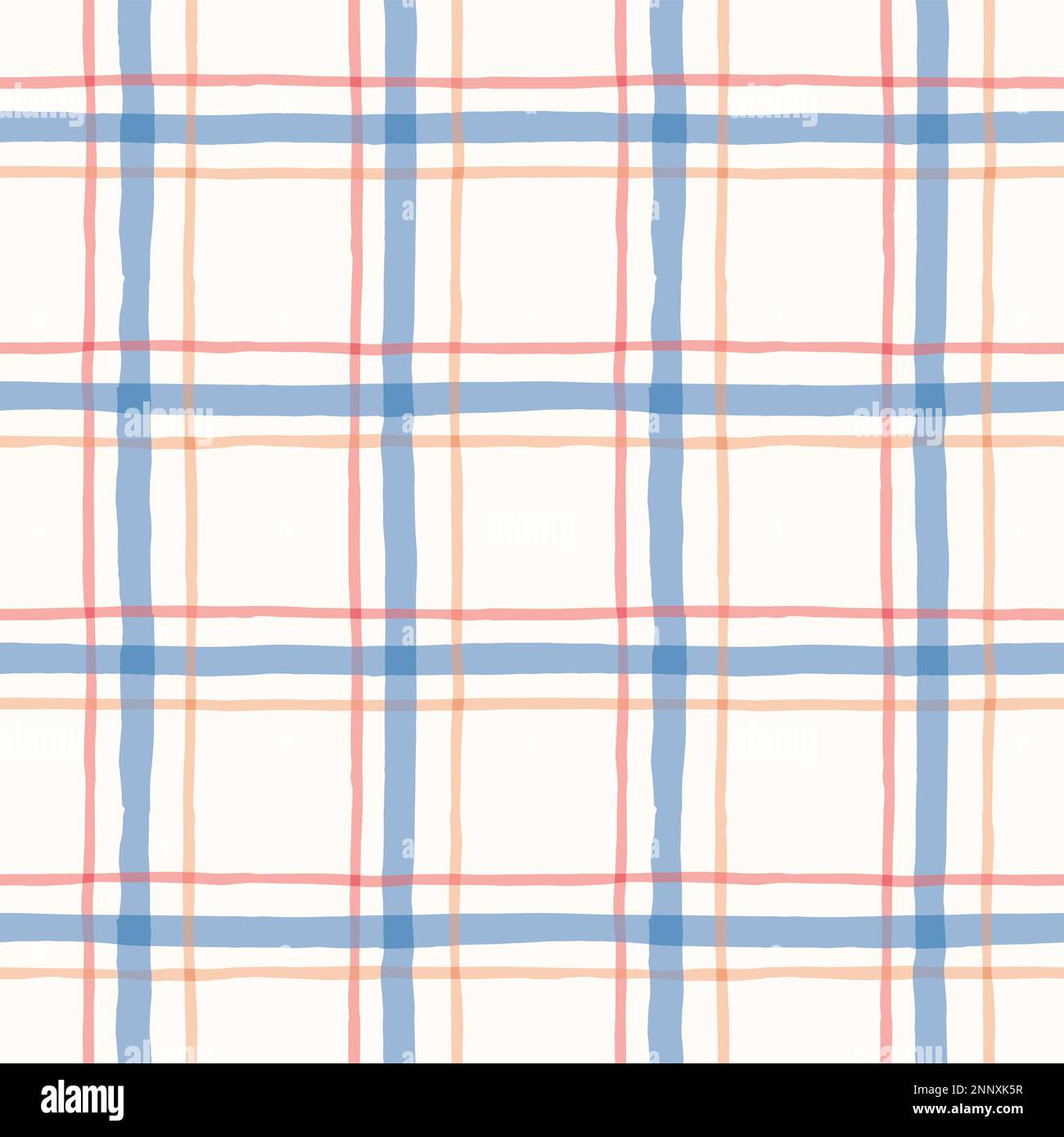 Cornflower Watercolor Hand-Drawn Cottagecore Windowpane Plaid Vector ...