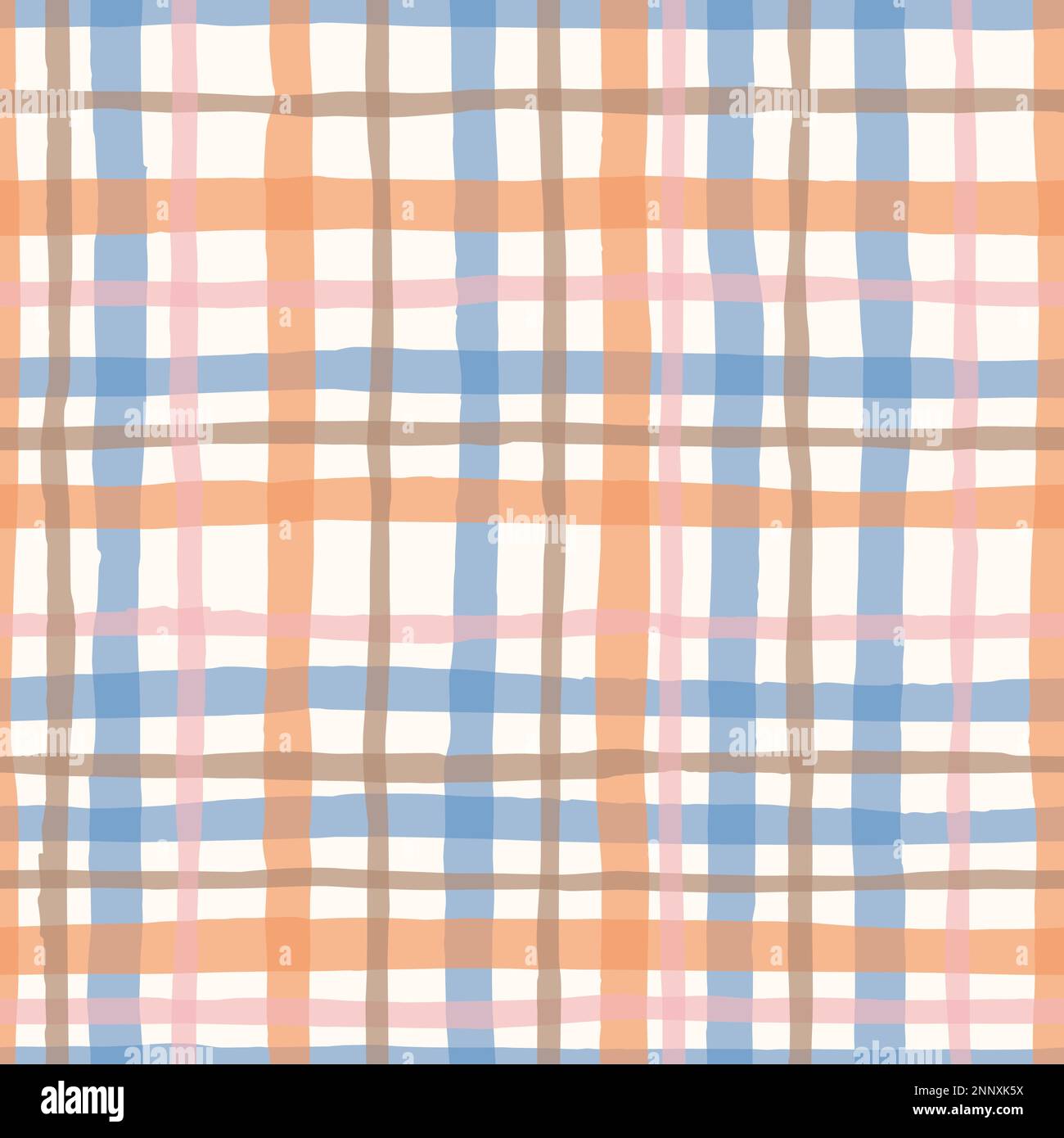 Colorful Watercolor Hand-Drawn Cottagecore Messy Plaid Vector Seamless ...