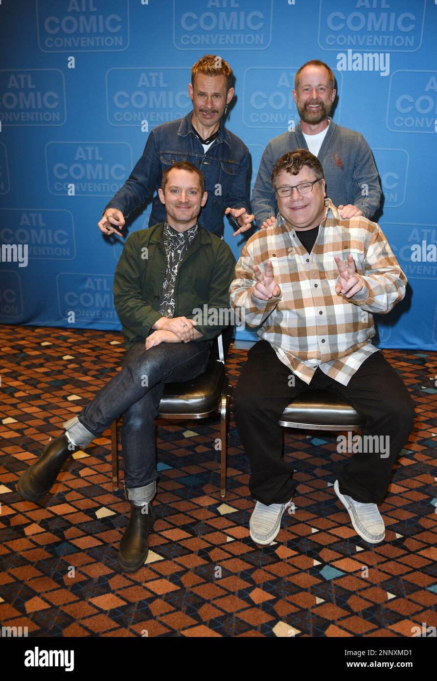 Atlanta, GA, USA. 25th Feb, 2023. Dominic Monaghan, Billy Boyd, Elijah ...