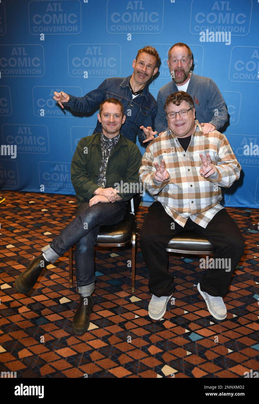 Atlanta, GA, USA. 25th Feb, 2023. Dominic Monaghan, Billy Boyd, Elijah ...