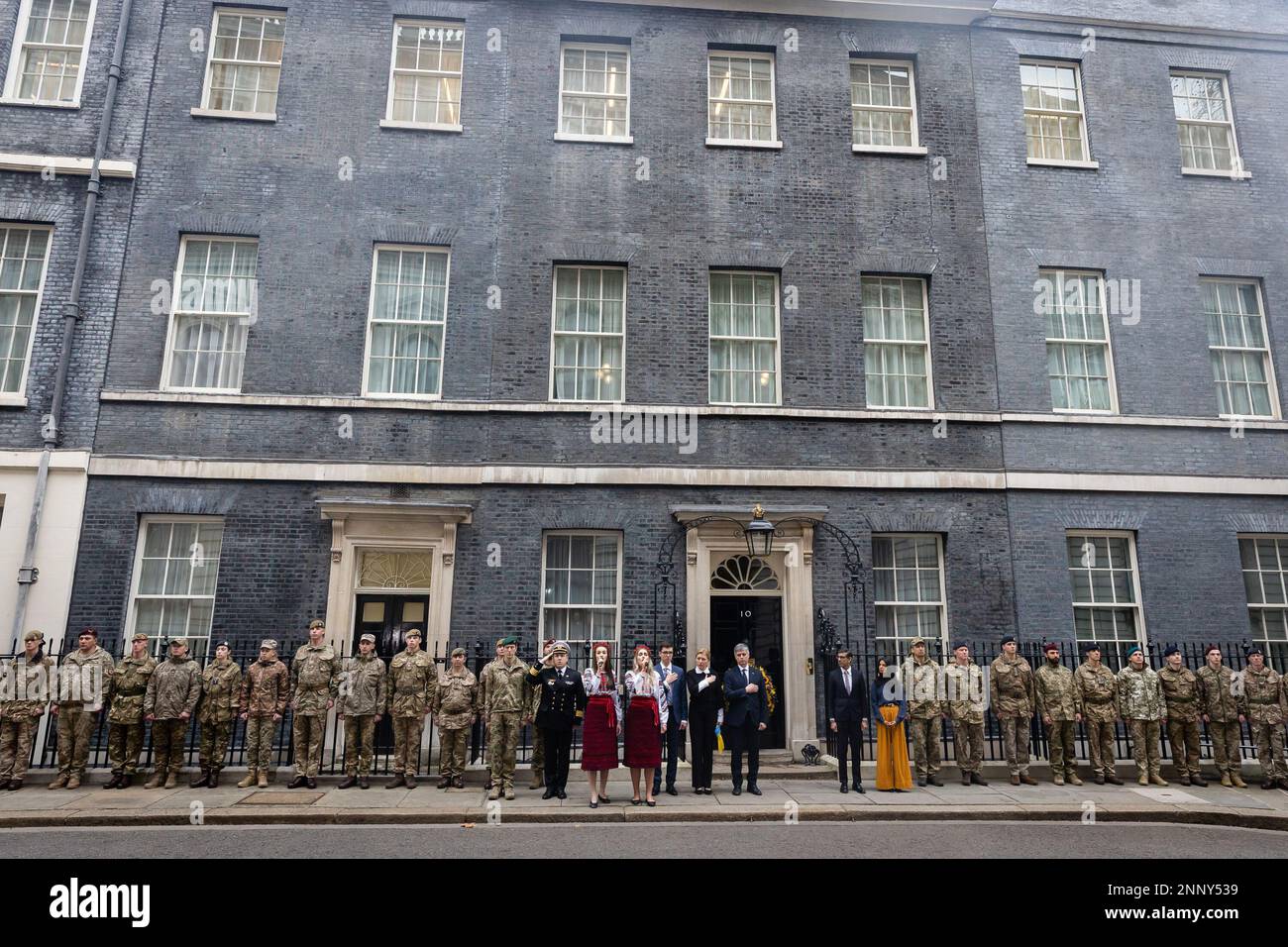 London, UK. 24th Feb, 2023. Members of the Ukrainian Armed Forces join ...