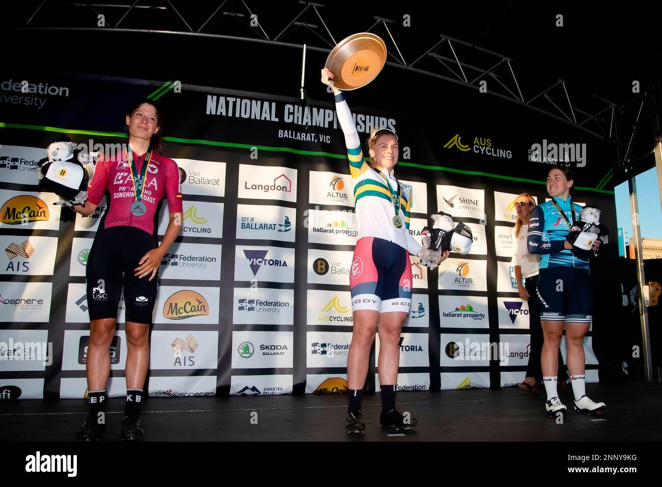 BALLARAT, AUSTRALIA - FEBRUARY 05: Podium for the Elite & U23 Womens ...
