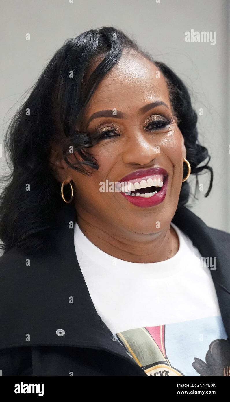 Olympian and author Jackie Joyner-Kersee laughs with friends during the ...