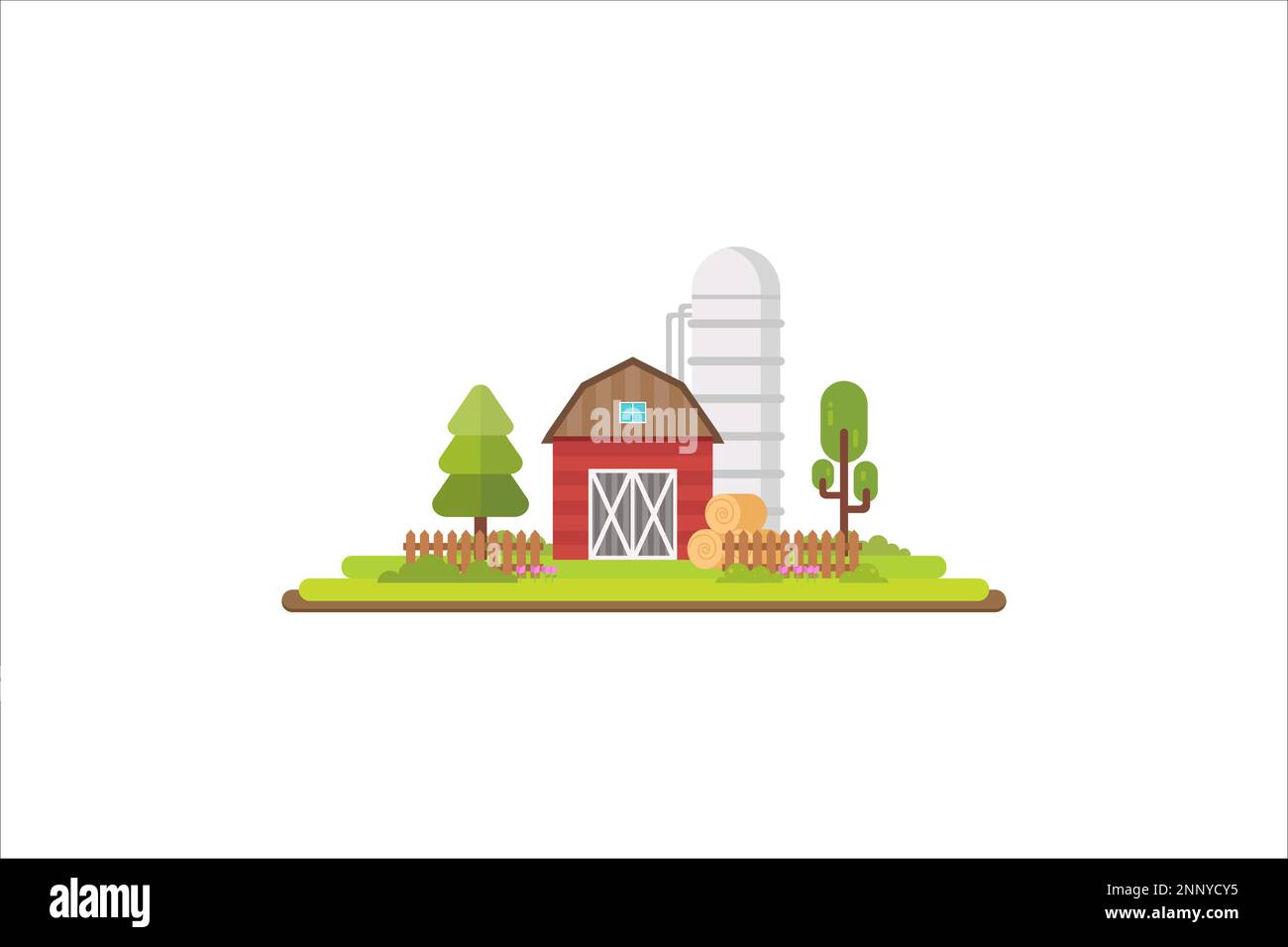 illustration of a farm building flat design concept Stock Vector Image ...