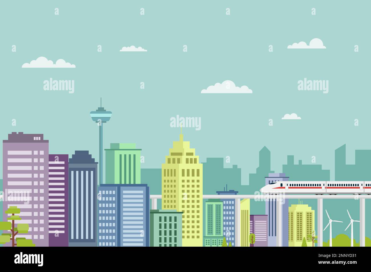 illustration design of a modern capital city smart city concept with ...