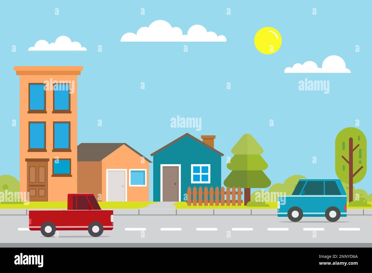 Vector illustration of village highway Stock Vector Image & Art - Alamy