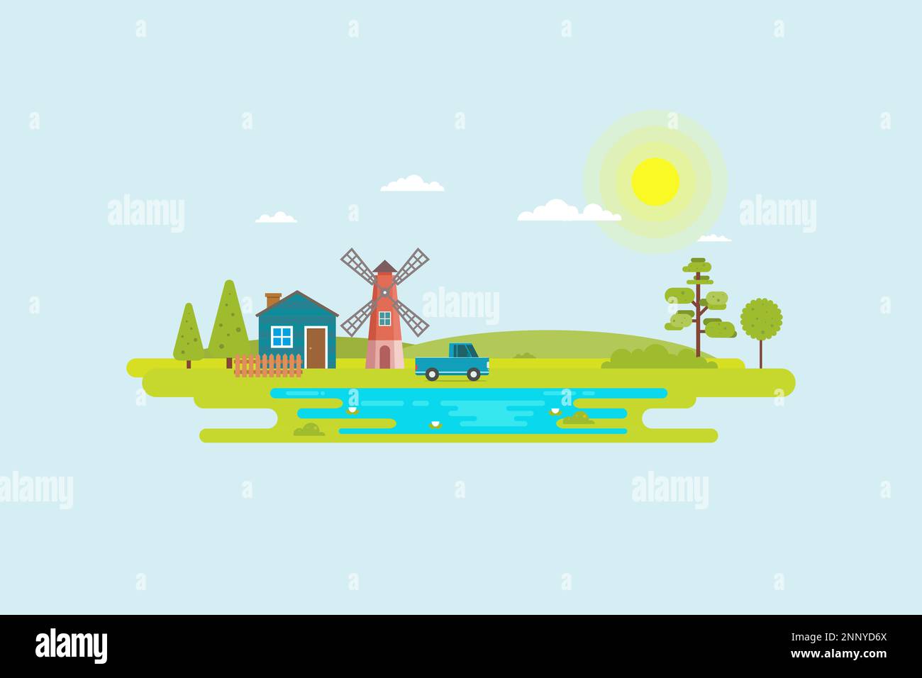 Traditional village scene in Stock Vector Images - Alamy