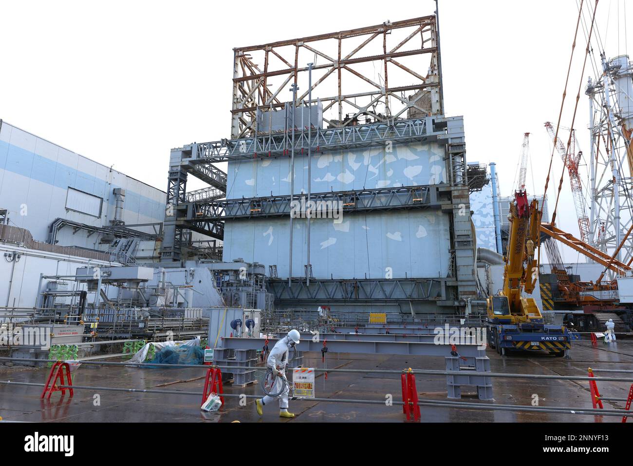 A photo shows a tsunami-hit reactor 1 building of Fukushima No. 1 ...