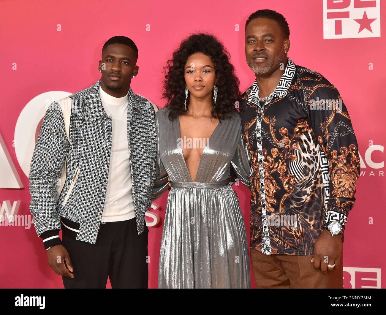 Shalom C. Obiago, from left, Kennedy Stephens and Lamman Rucker arrive ...