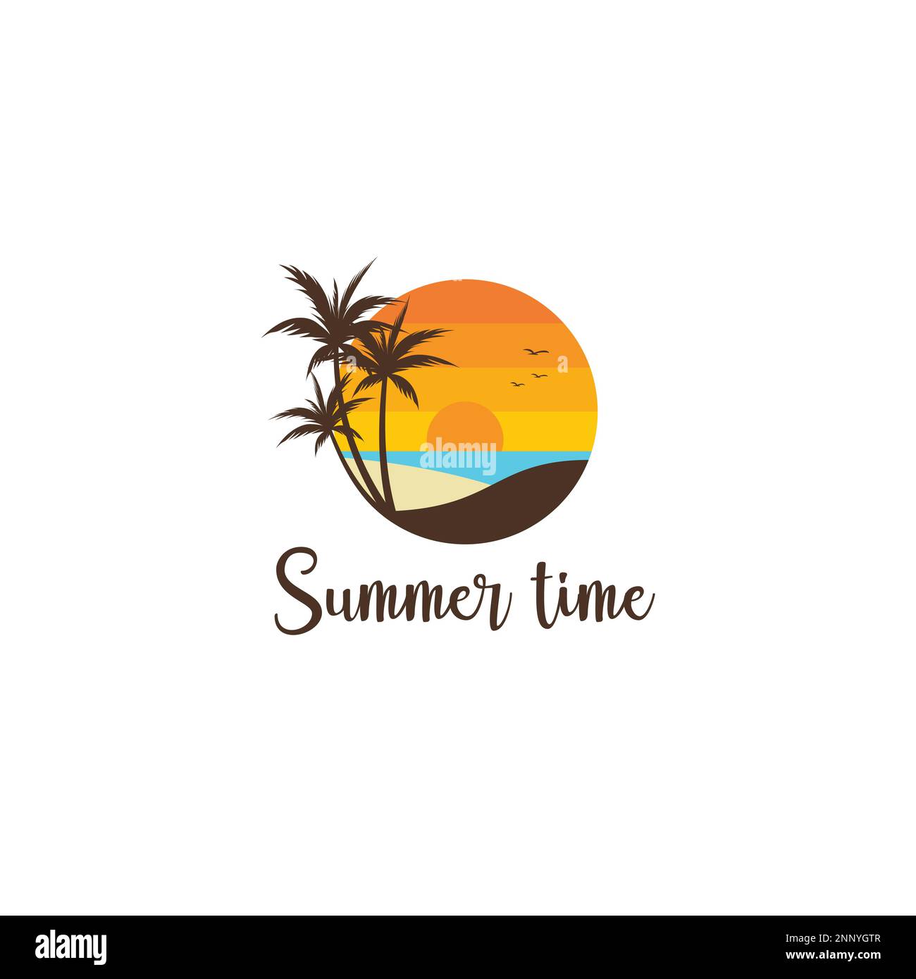 island logo in the summer time flat concept design Stock Vector Image ...