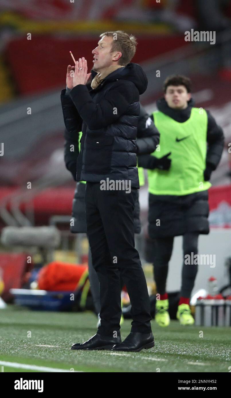 Brighton's head coach Graham Potter gestures during the English Premier ...