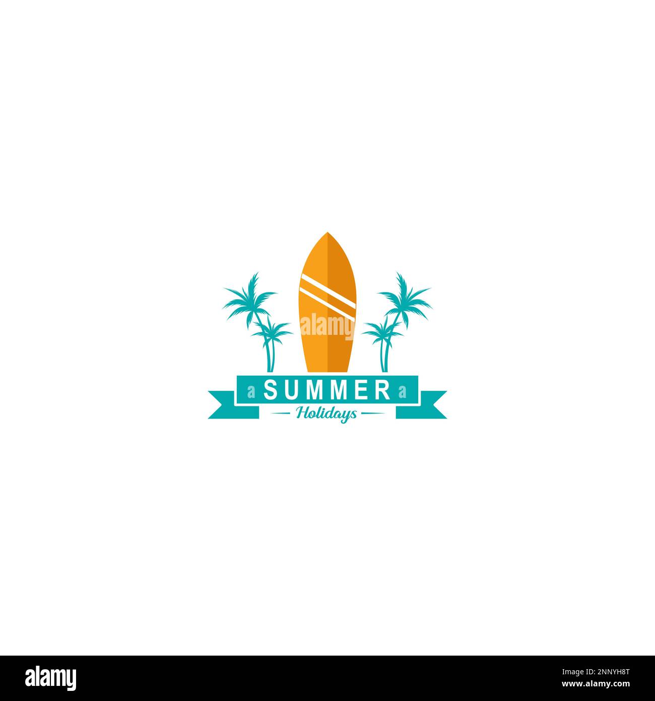 summer surfing logo flat design concept with a beach theme Stock Vector ...
